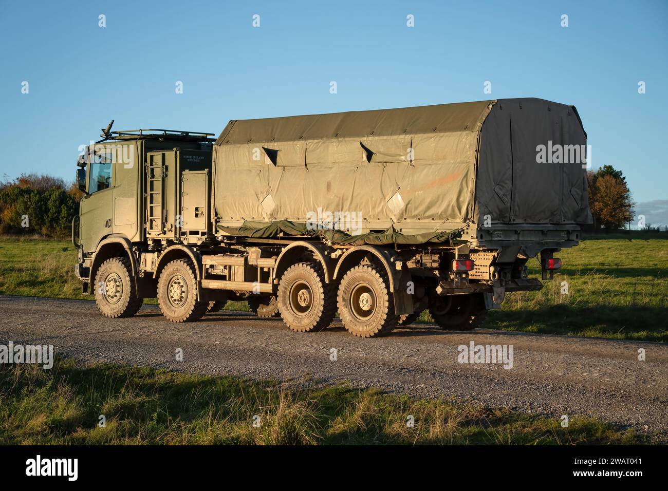a Dutch (Netherlands) army Scania utility 8x8 truck in action on a ...