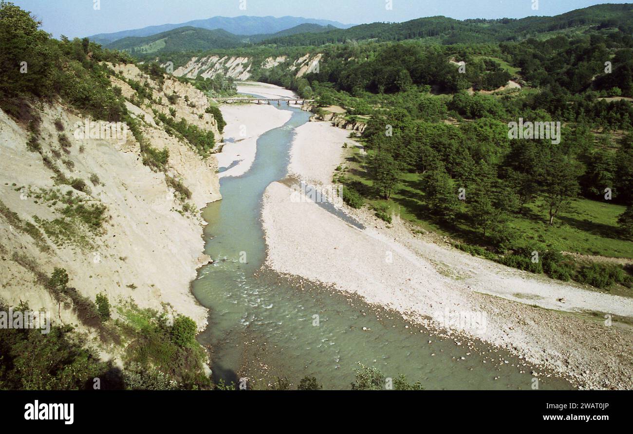Vrancea County, Romania, approx. 1977. View of the valley of Putna ...