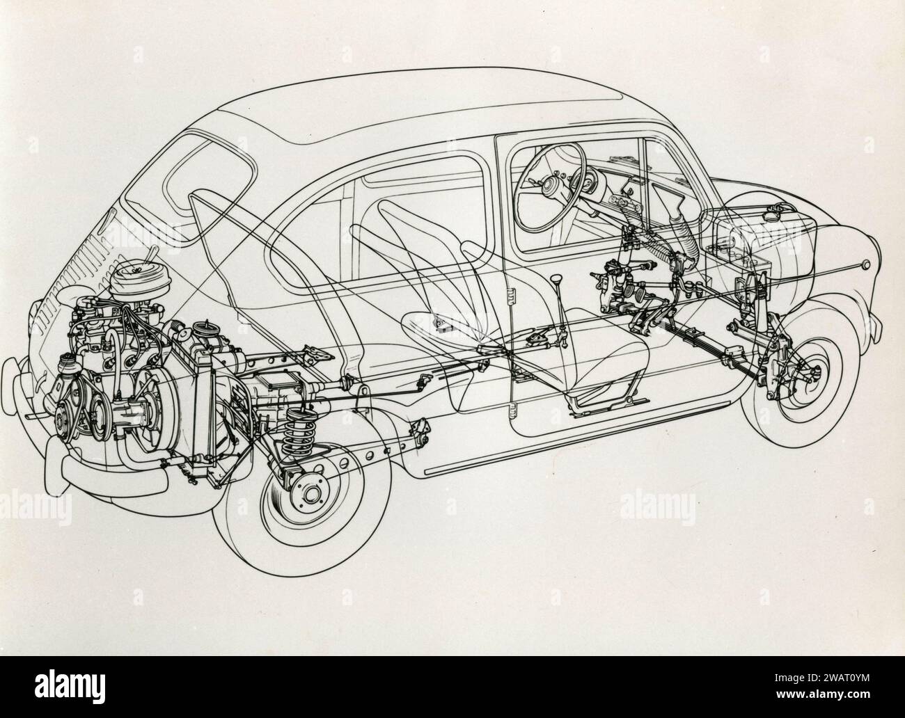 FIAT Automobile 600 car blueprint, Italy 1960s Stock Photo - Alamy