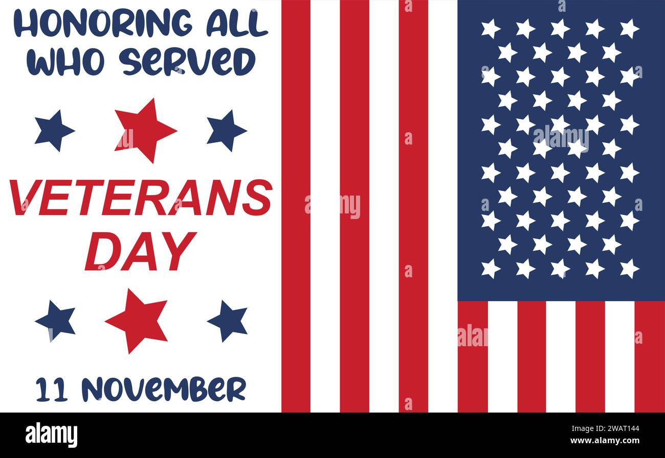 Happy Veterans Day. American flag. November 11 Poster, Banner, Greeting ...