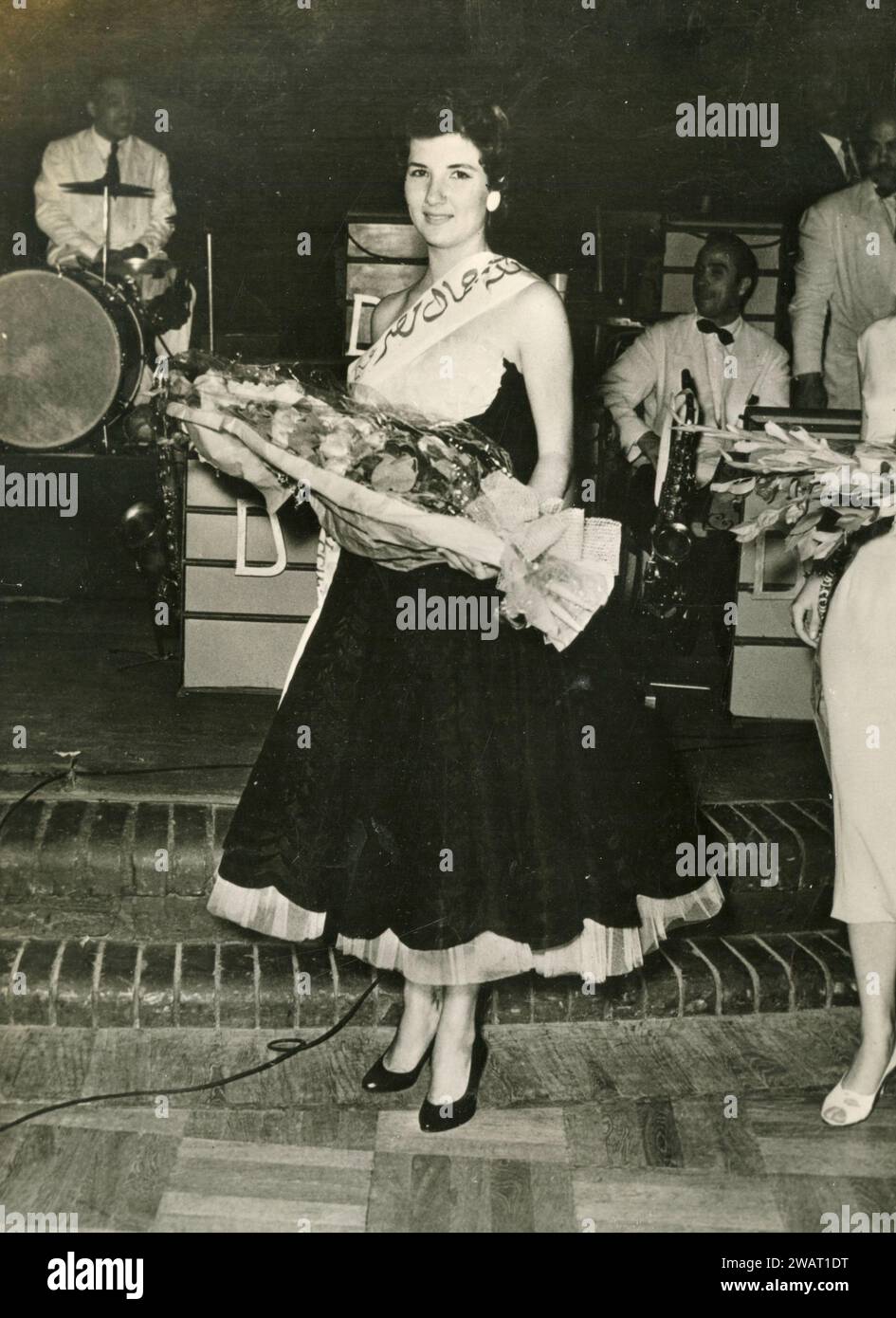 A young woman receives flowers: Election of Miss Egypt?, Cairo 1950s ...
