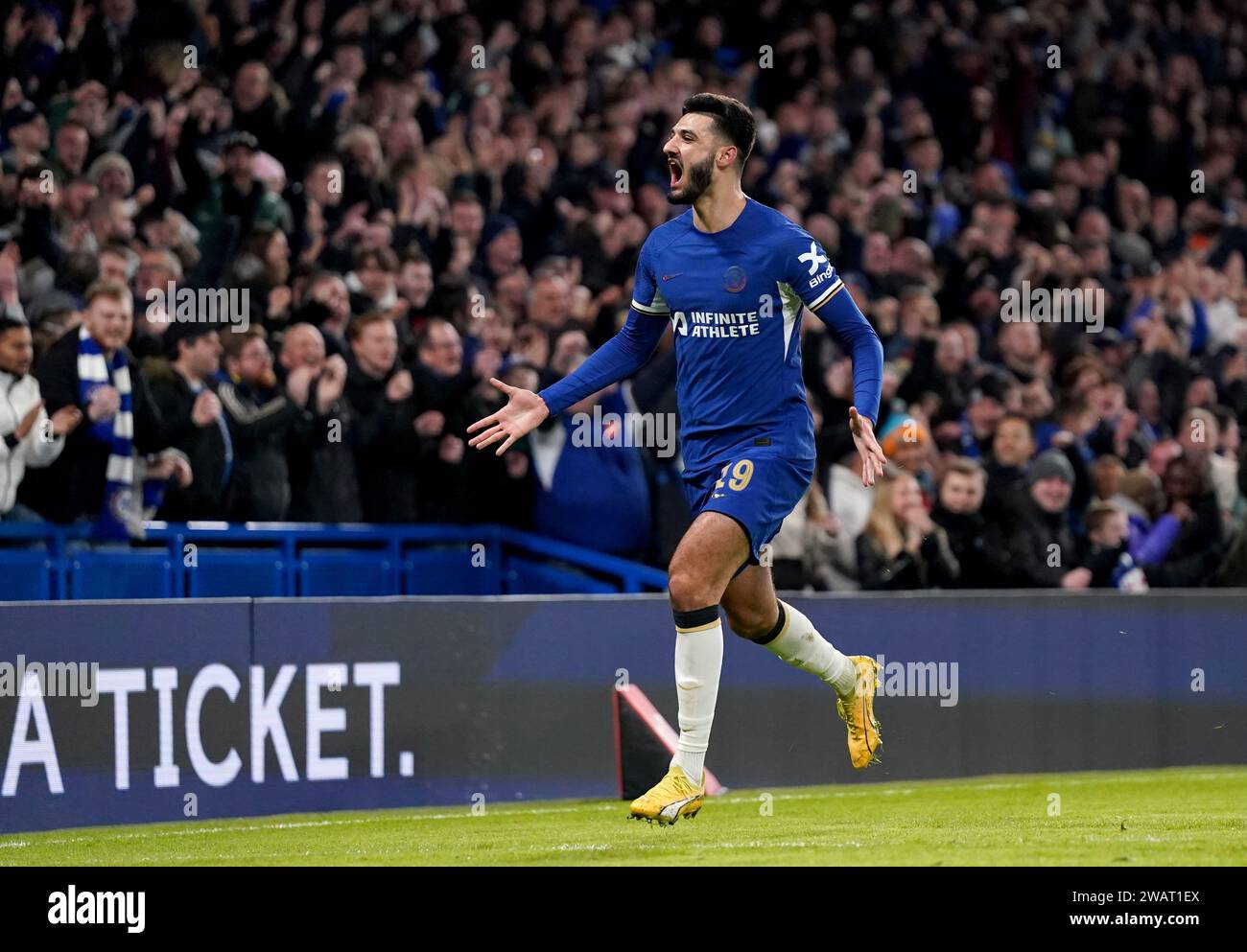 Chelsea's Armando Broja celebrates scoring his sides first goal of the ...