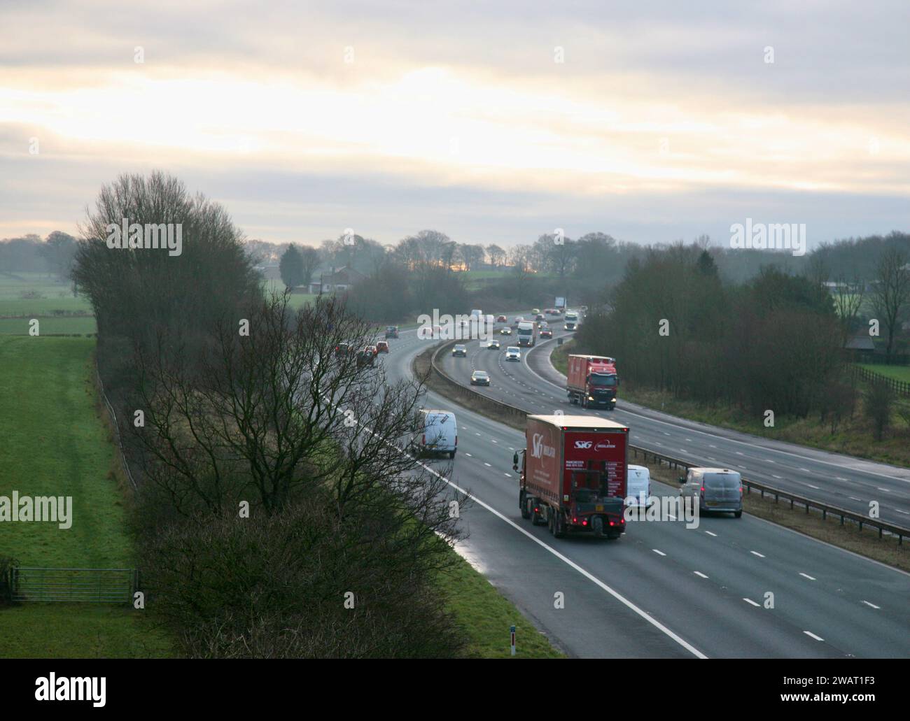 A view of the early morning traffic, on the M61 Motorway, central ...