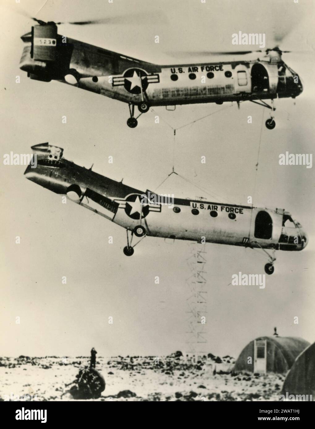 American tandem rotor resque helicopters Piasecki H-21, 1950s Stock ...