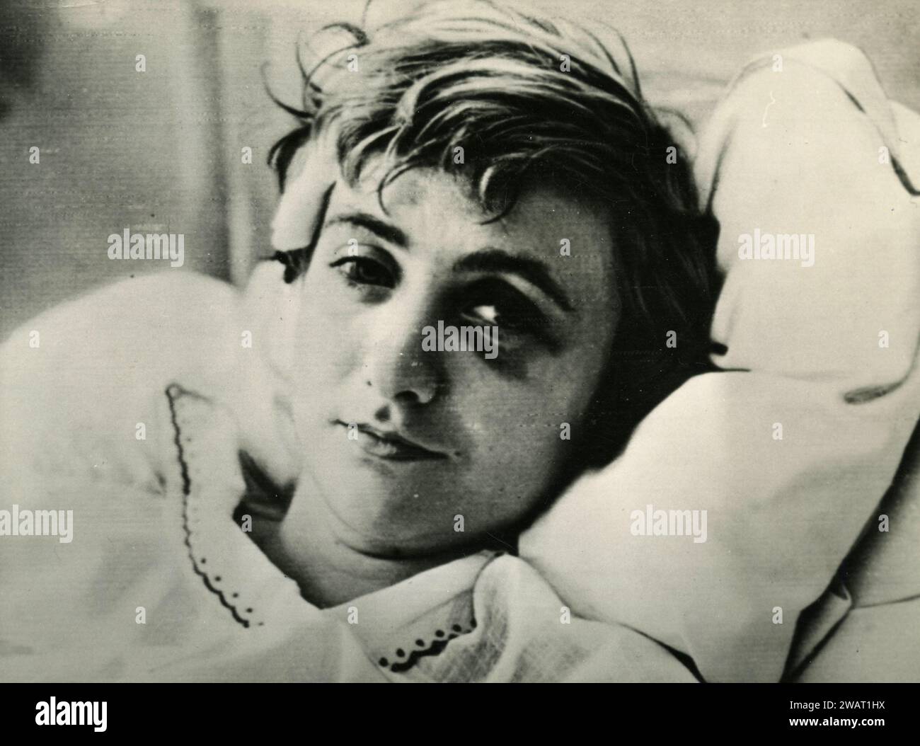 Wounded woman in her sickbed, 1950s Stock Photo - Alamy