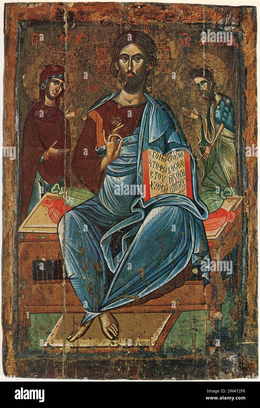 Christ enthroned between the Virgin and St John the Forerunner ...