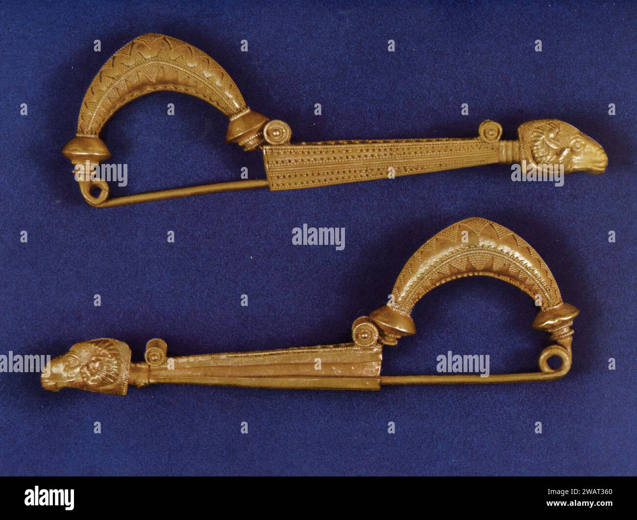 Ancient Greco-Roman jewelry: Fibula from Ruvo, Italy 1950s Stock Photo ...