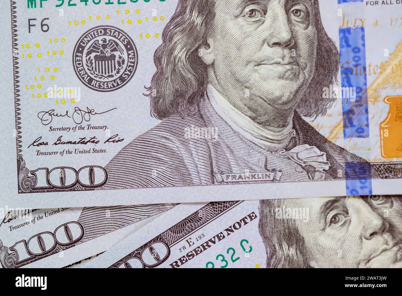 National currency cash American paper money shows closeup front view ...