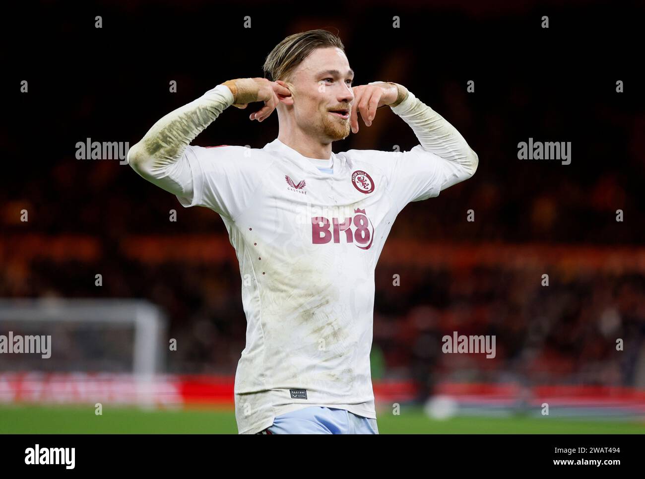 Aston Villa's Matty Cash celebrates scoring their side's first goal of ...