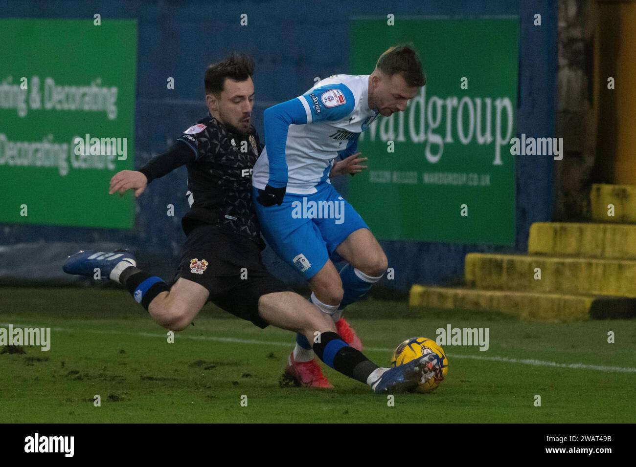 Barrow-in-Furness on Saturday 6th January 2024. Barrow's Elliot Newby ...