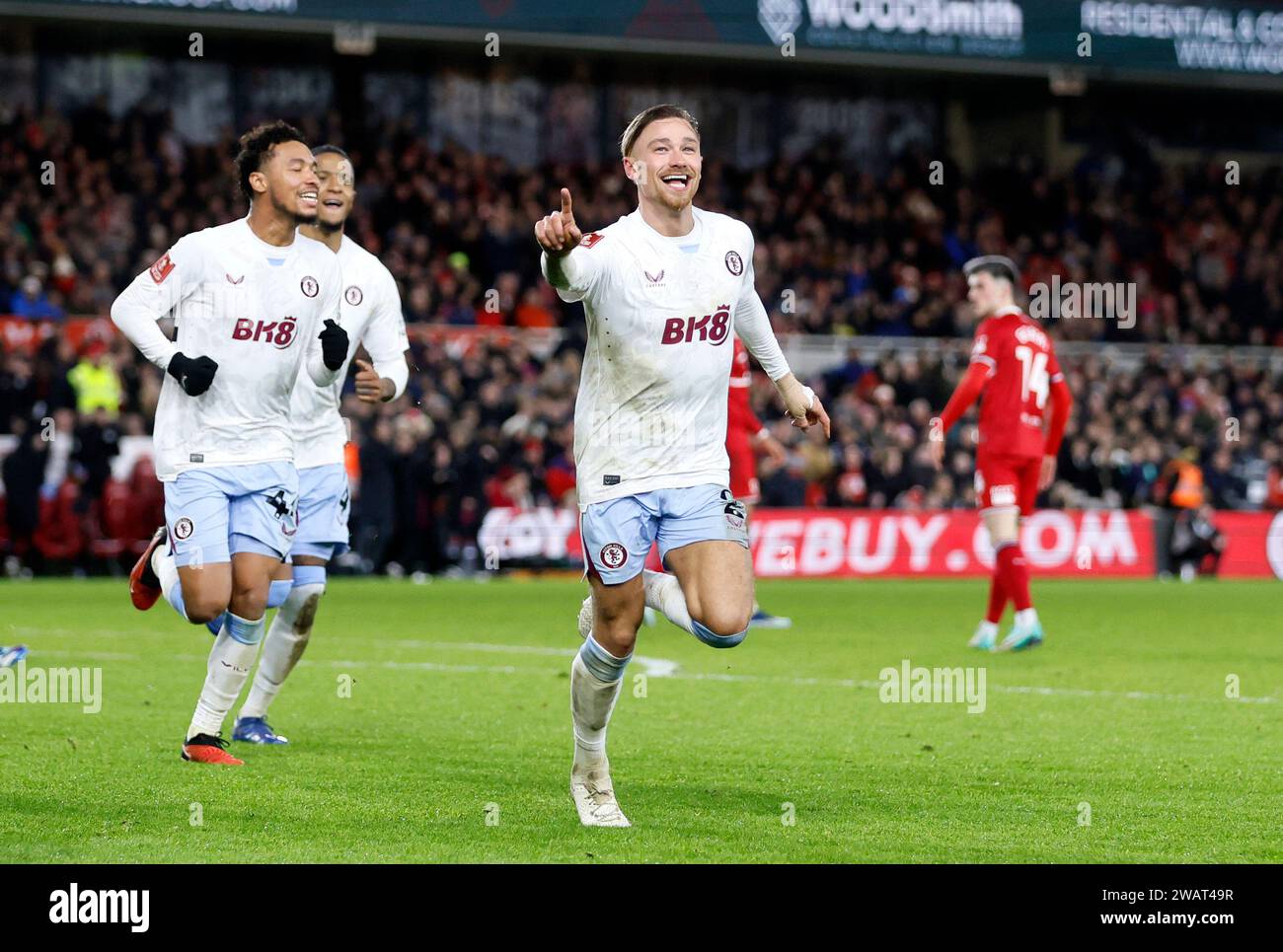 Aston Villa's Matty Cash celebrates scoring their side's first goal of ...