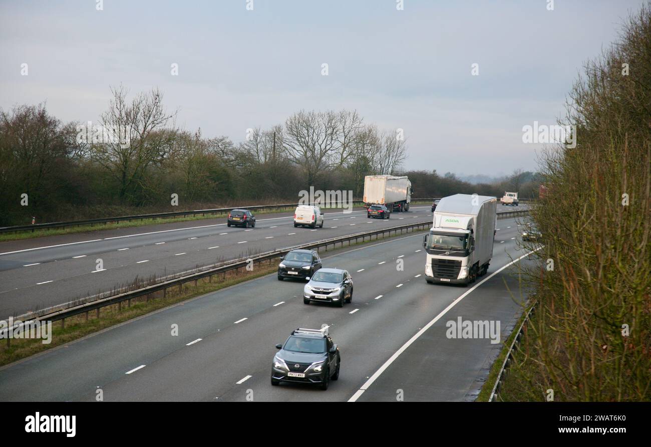A view of the early morning traffic, on the M61 Motorway, close to the ...