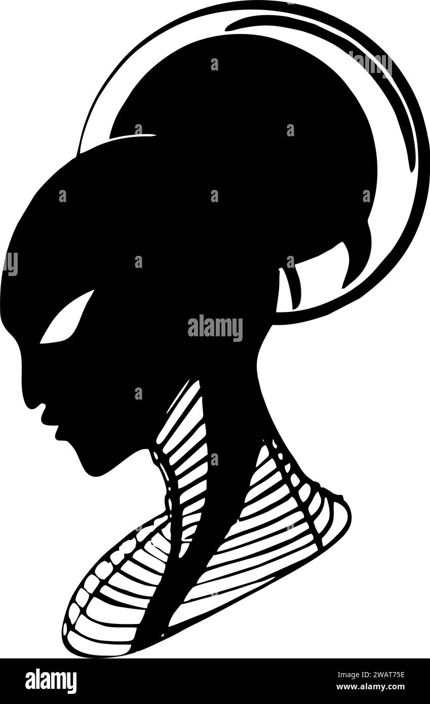 simple black outline drawing silhouette alien, logo, design Stock Photo ...