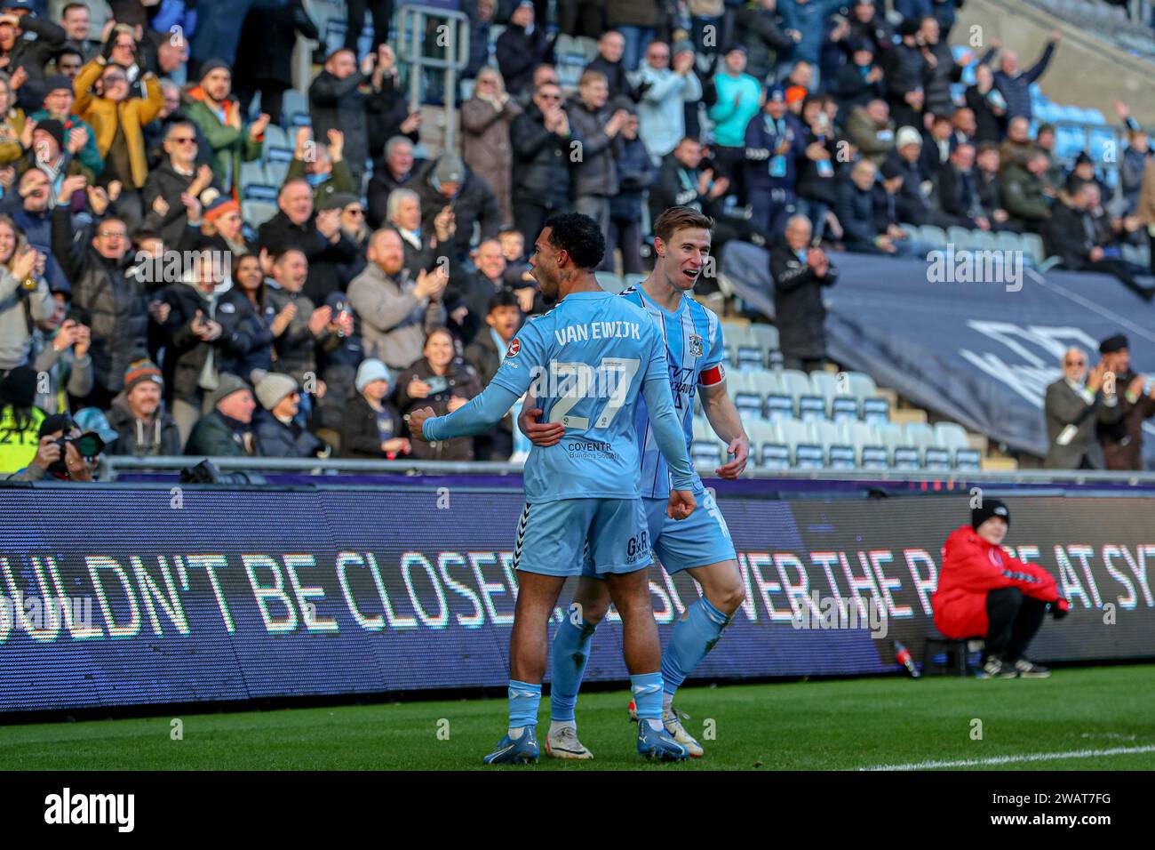 Ben Sheaf #14 of Coventry City celebrates his goal with team mate Milan ...
