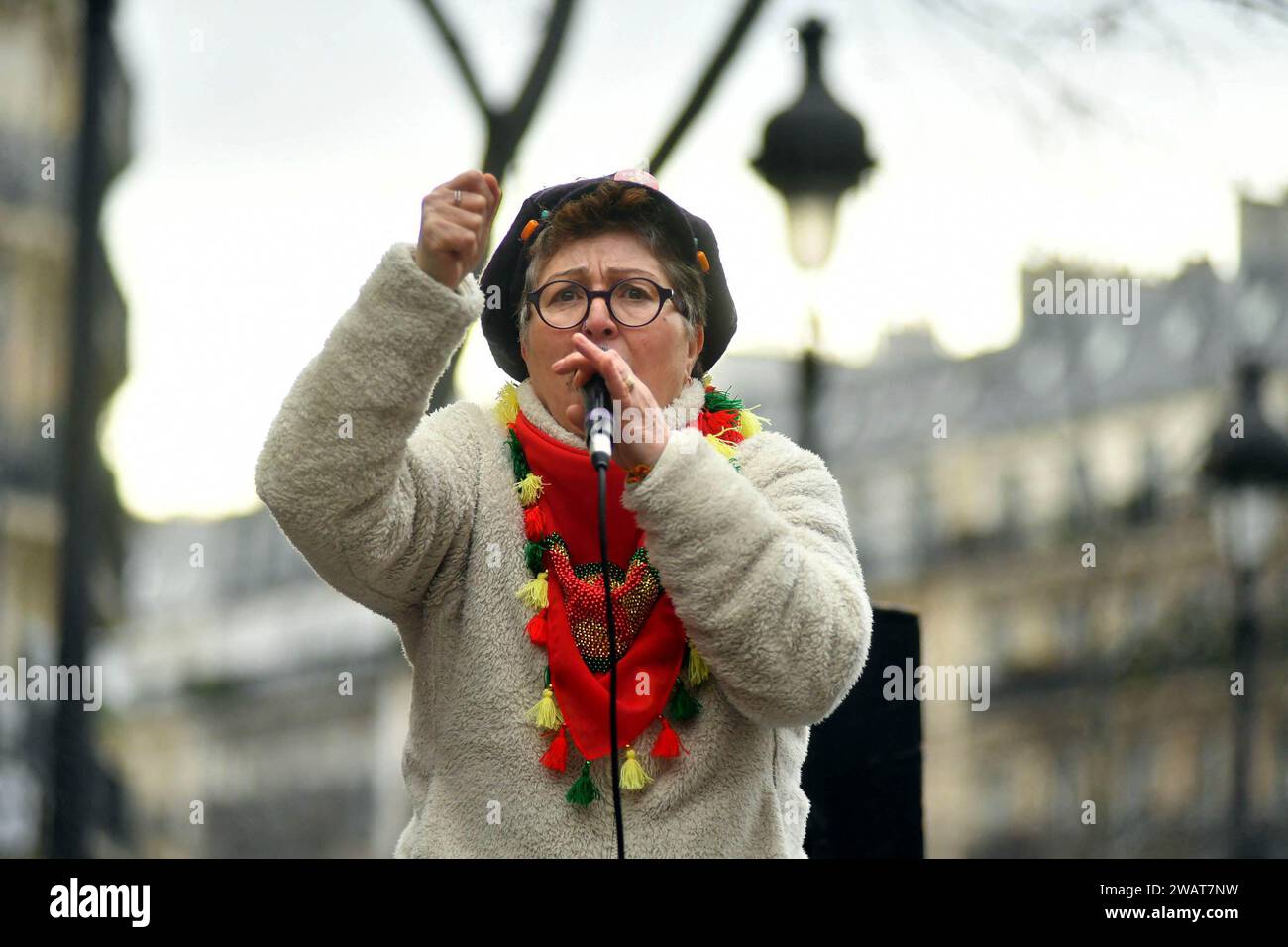 Berivan Firat, spokesperson for the CDKF during a demonstration ...