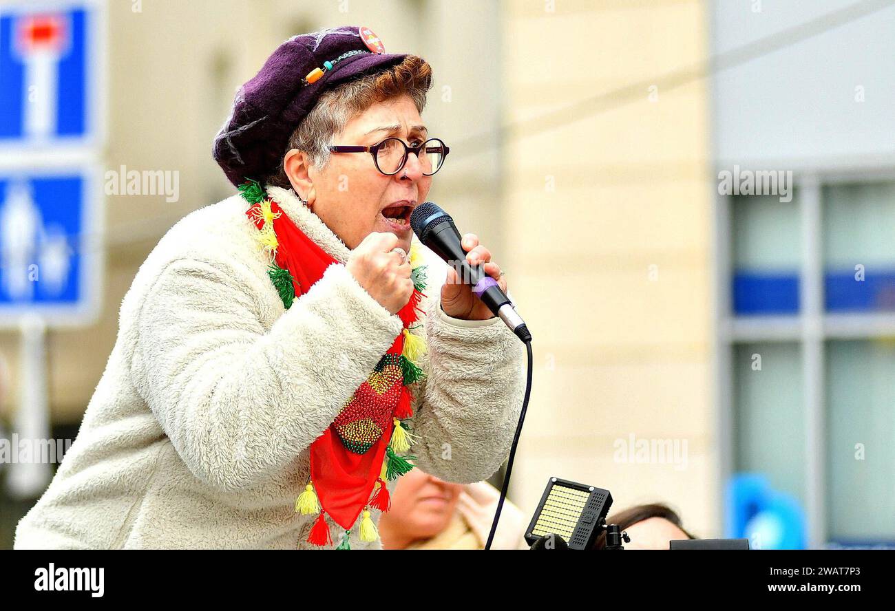Berivan Firat, spokesperson for the CDKF during a demonstration ...