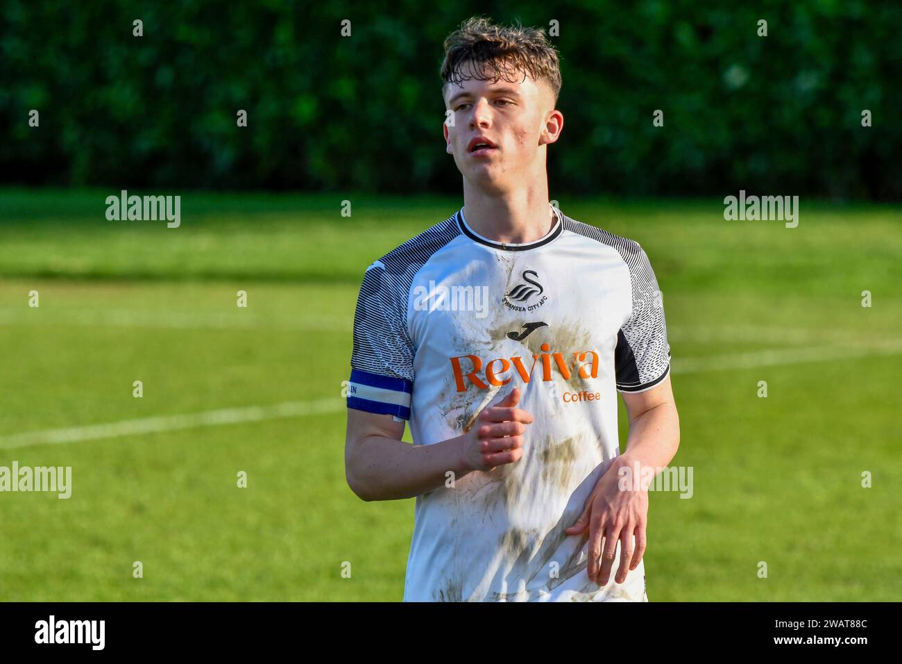 Landore, Swansea, Wales. 6 January 2024. Jack Fanning of Swansea City ...