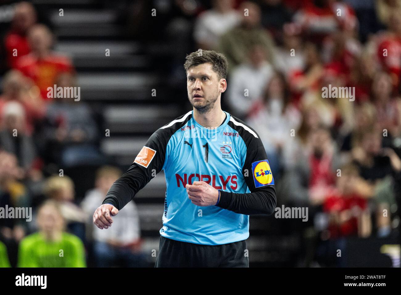 Copenhagen, Denmark. 06th Jan, 2024. Niklas Landin (1) of Denmark seen ...