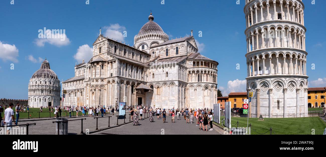 Cathedral, baptistery and famous leaning tower of Pisa, Italy Stock ...