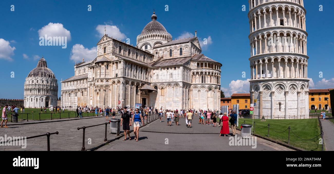 Cathedral, baptistery and famous leaning tower of Pisa, Italy Stock ...