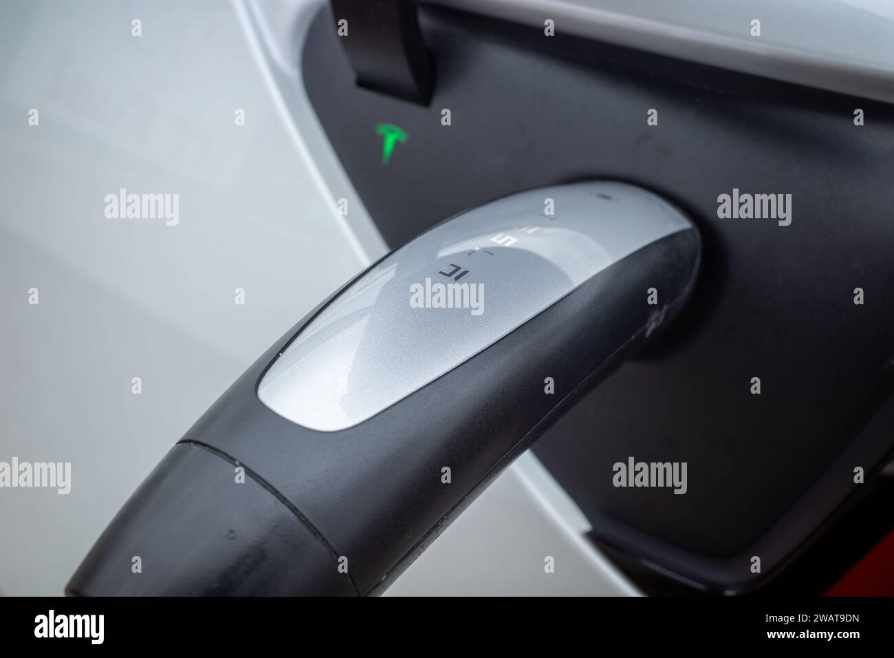 The new era of transportation. A closeup view of the handle of an ...