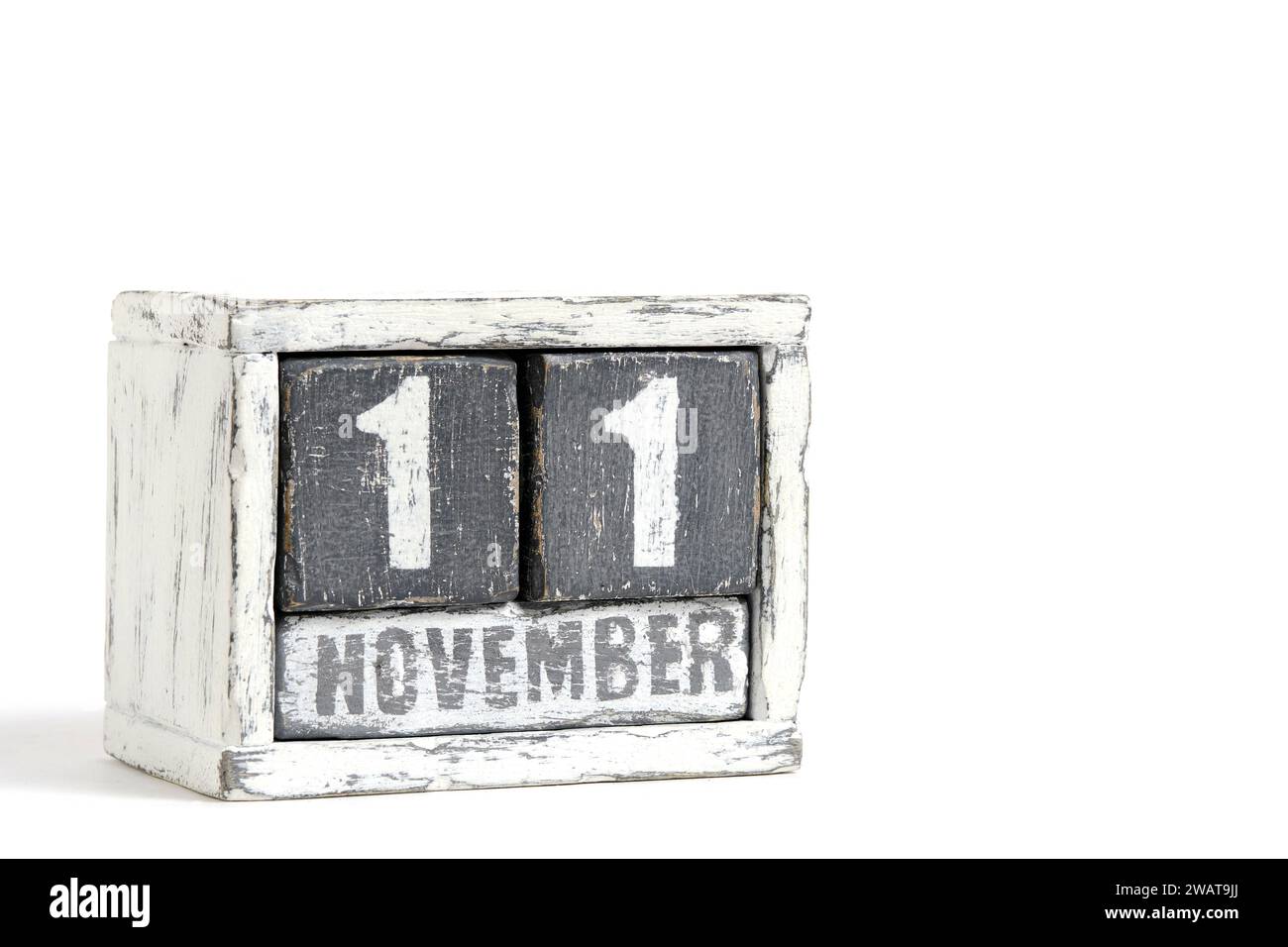 November 11 on wooden calendar, on white background Stock Photo - Alamy