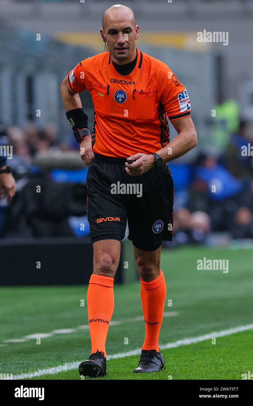 Milan, Italy. 06th Jan, 2024. Referee Michael Fabbri seen in action ...