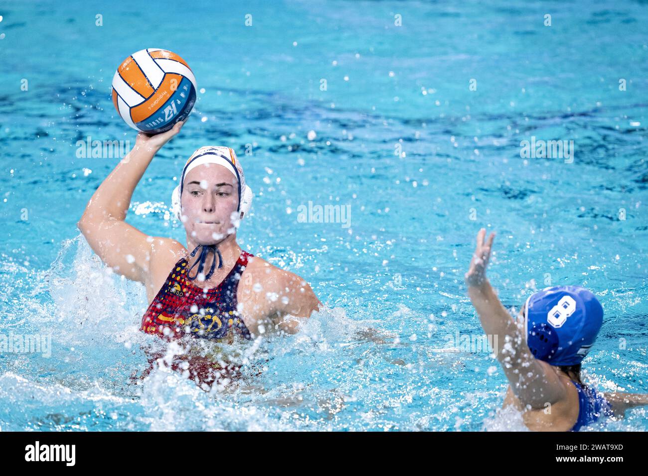EINDHOVEN - Nona Perez of the Spanish water polo team (f) in action ...