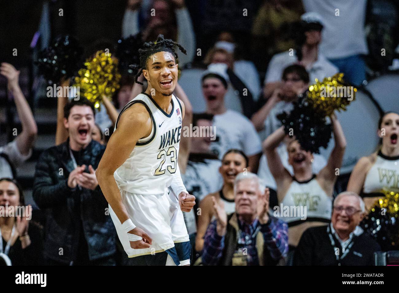 Winston-Salem, NC, USA. 6th Jan, 2024. Wake Forest guard Hunter Sallis ...