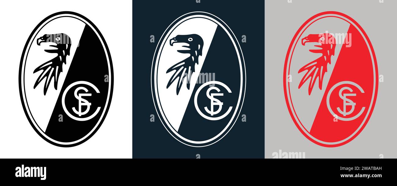 SC Freiburg Color Black and White 3 Style Logo German professional ...