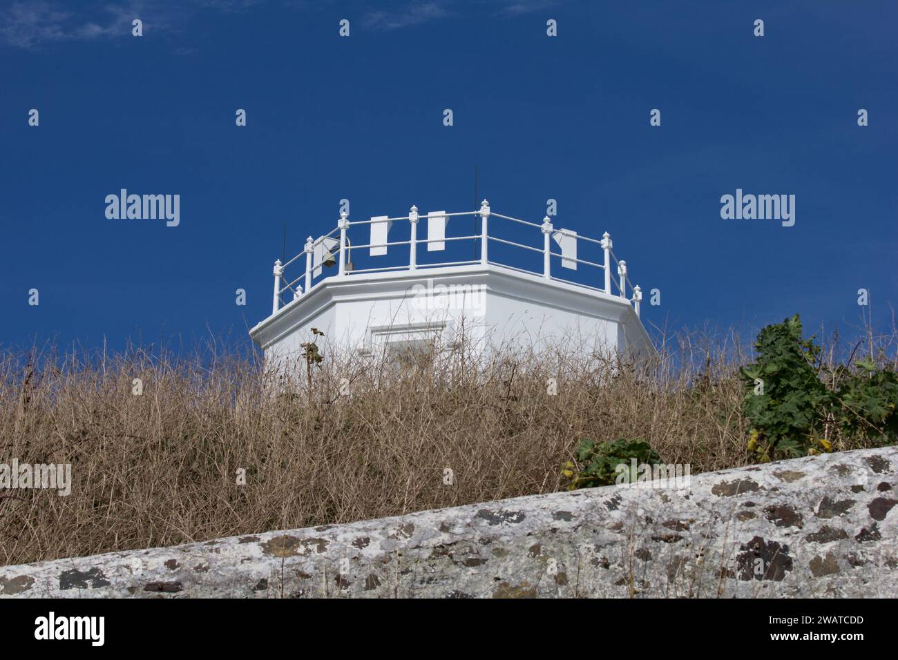 The west tower of the Lizard Lighthouse, Lizard Point, Cornwall ...