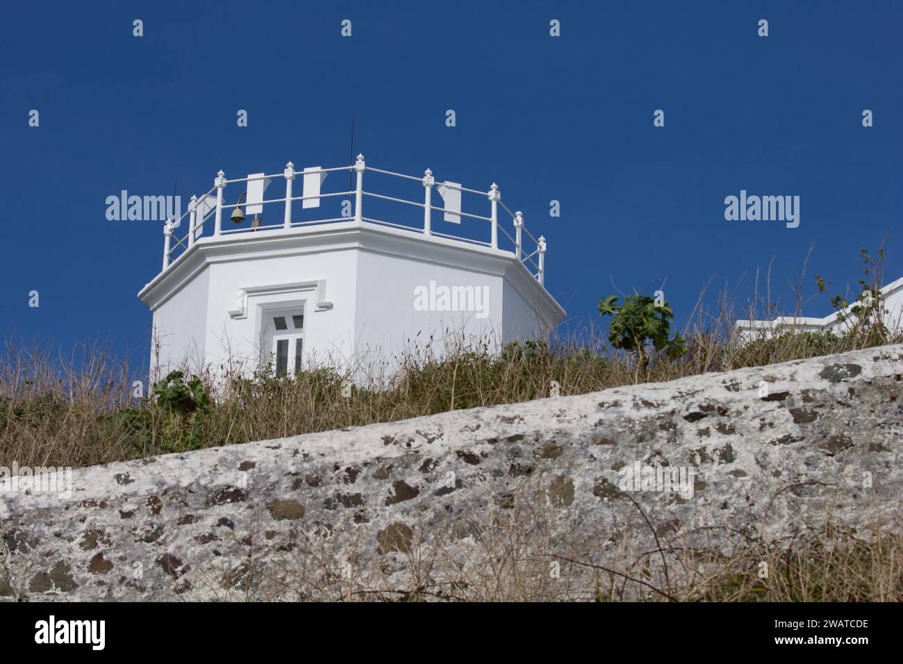 The west tower of the Lizard Lighthouse, Lizard Point, Cornwall ...