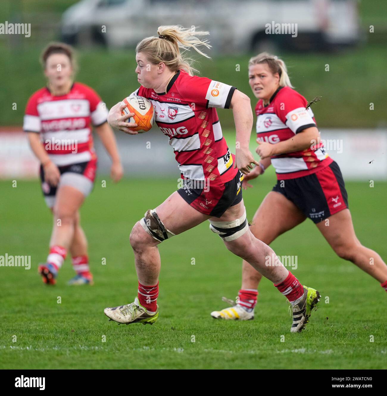 Gloucester,UK, 06 Jan 2024 Sam Monaghan (Gloucester) (C( makes break ...
