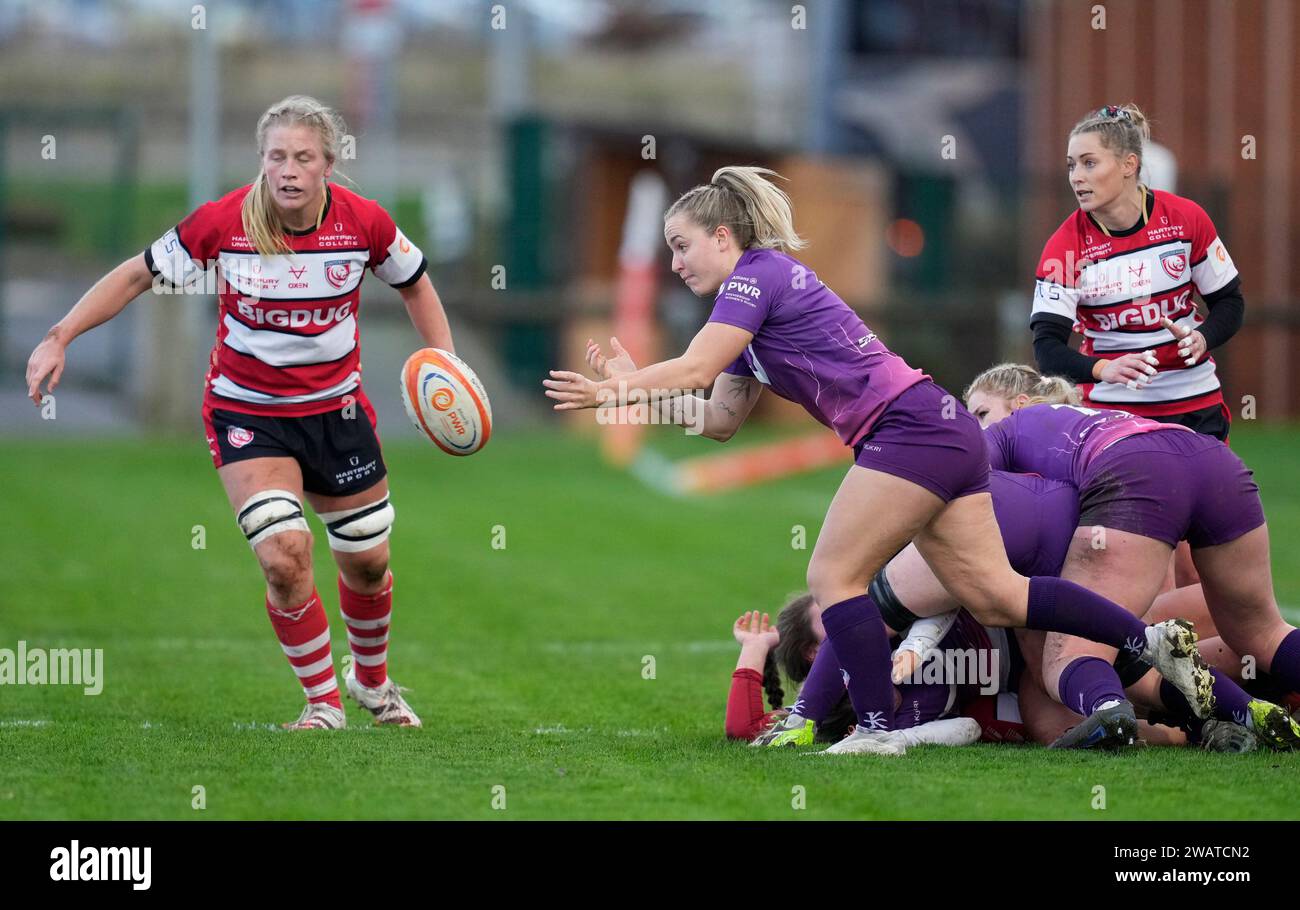 Gloucester,UK, 06 Jan 2024 Meg Davey (Loughborough) passes ball during ...