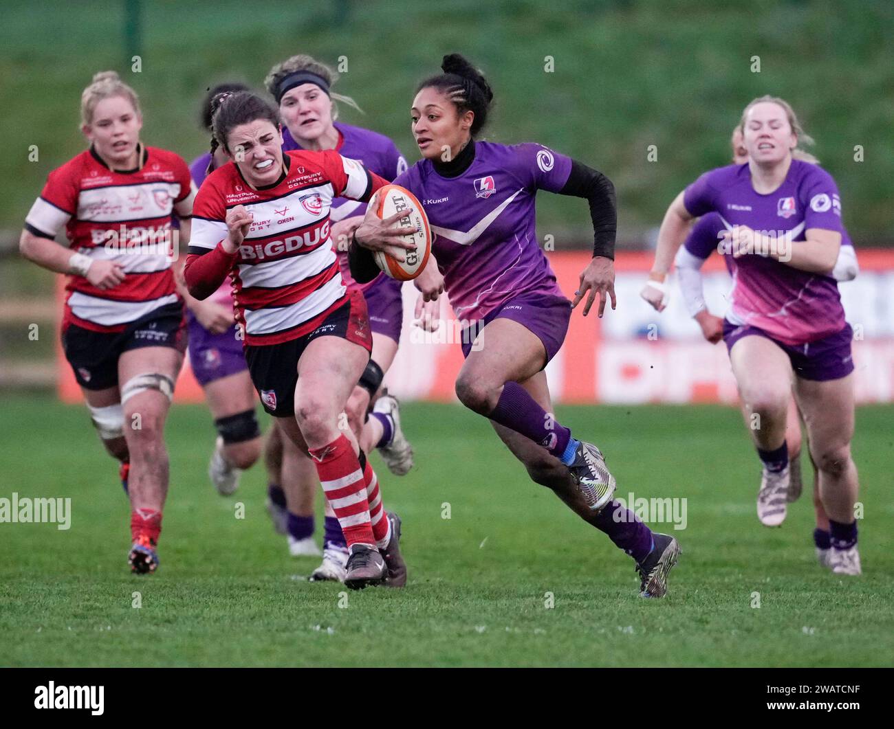 Gloucester,UK, 06 Jan 2024 Bulou Mataitoga (Loughborough) with ball ...