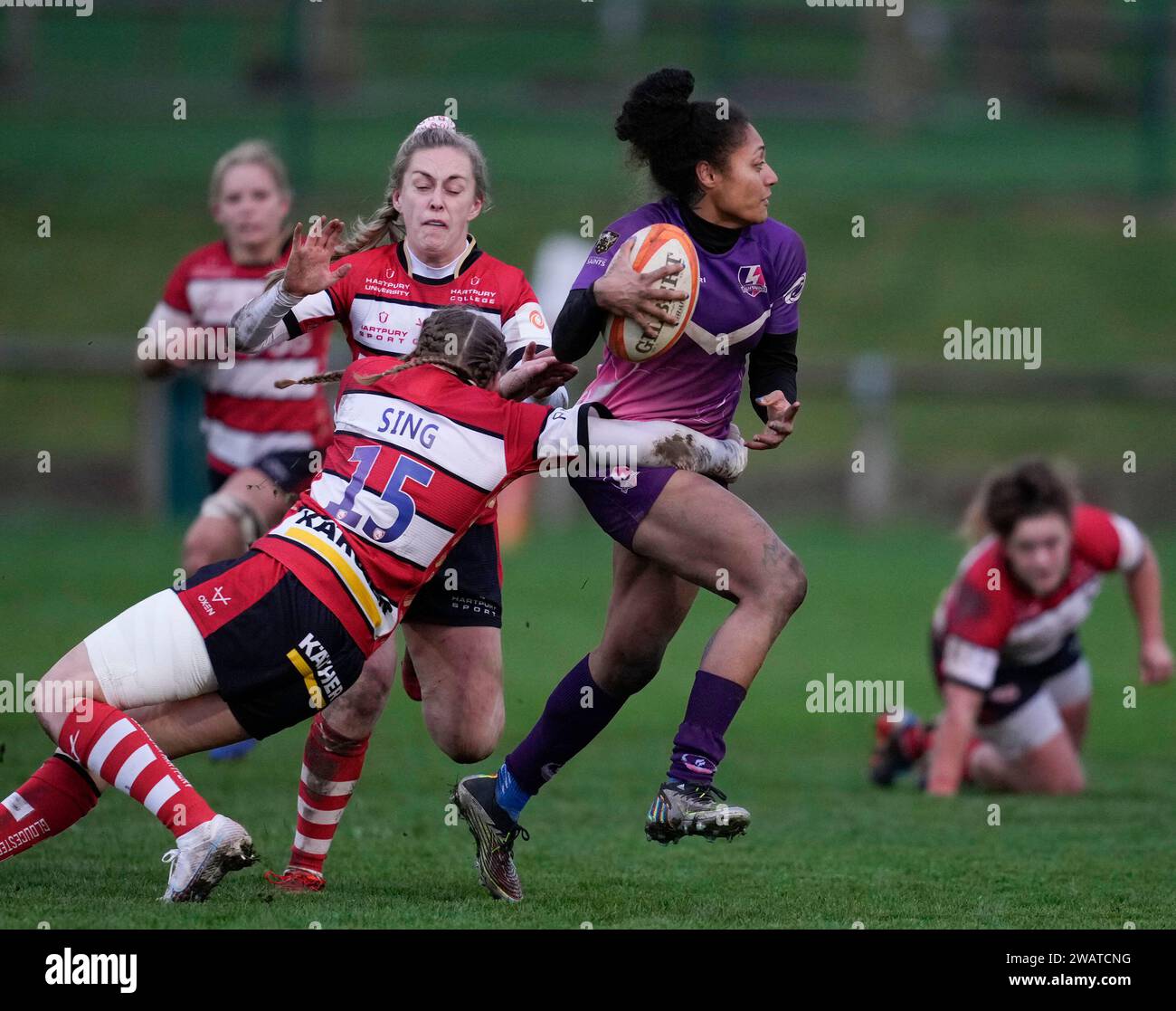 Gloucester,UK, 06 Jan 2024 Bulou Mataitoga (Loughborough) with ball ...