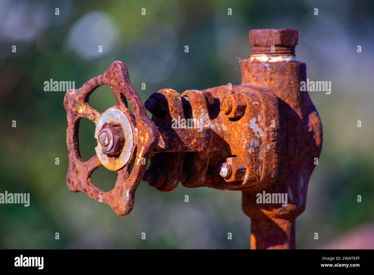 old and rusty faucet of obsolete chemical industrial equipment Stock ...