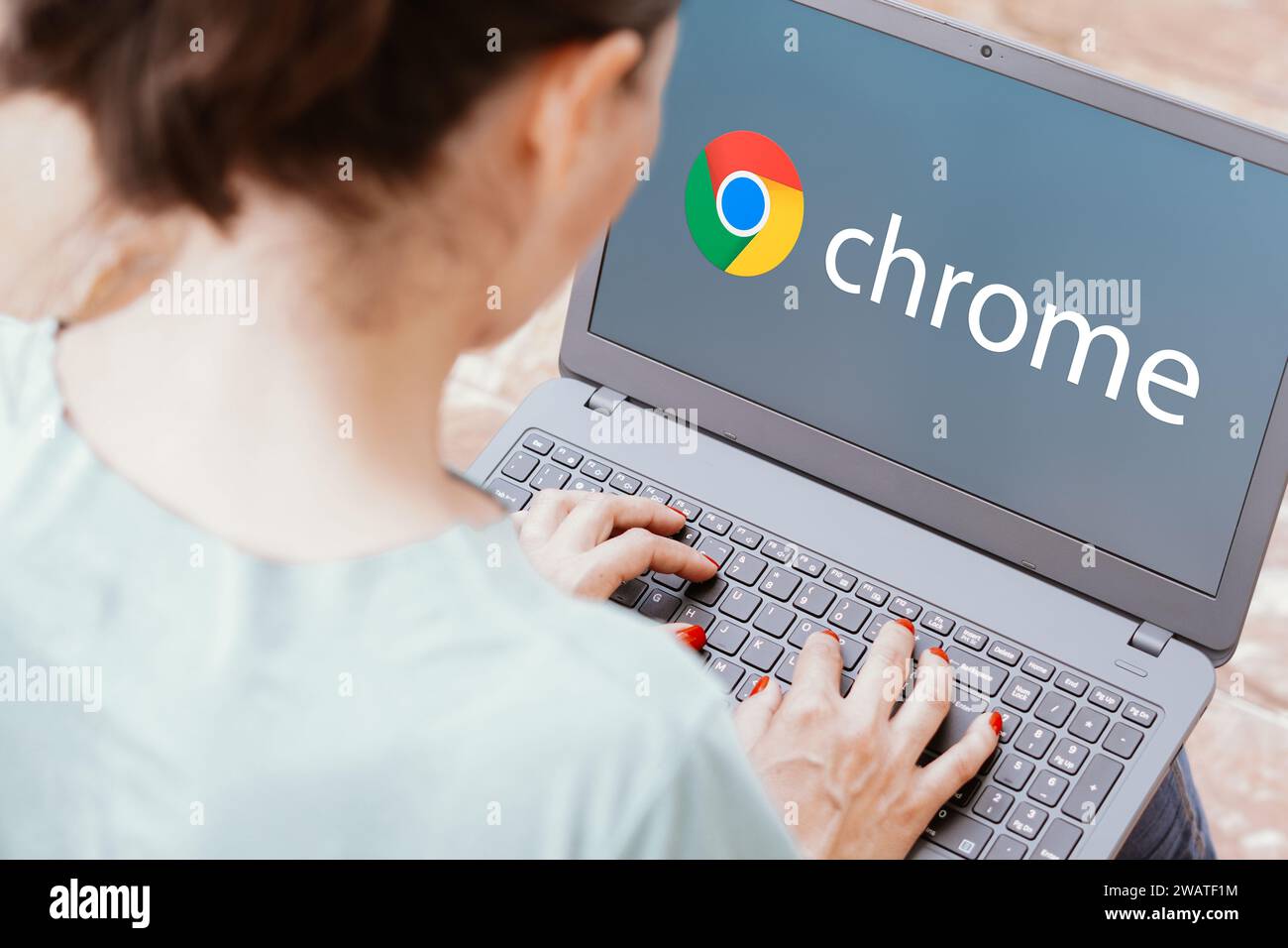 In this photo illustration, the Google Chrome logo is seen displayed on ...