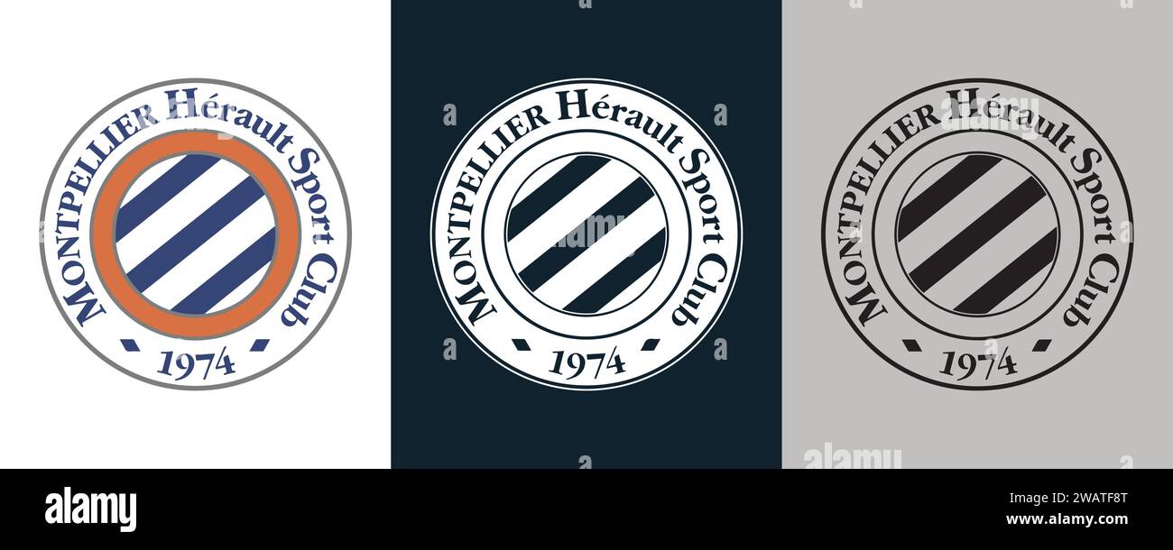 Montpellier Herault SC FC Color Black and White 3 Style Logo France ...