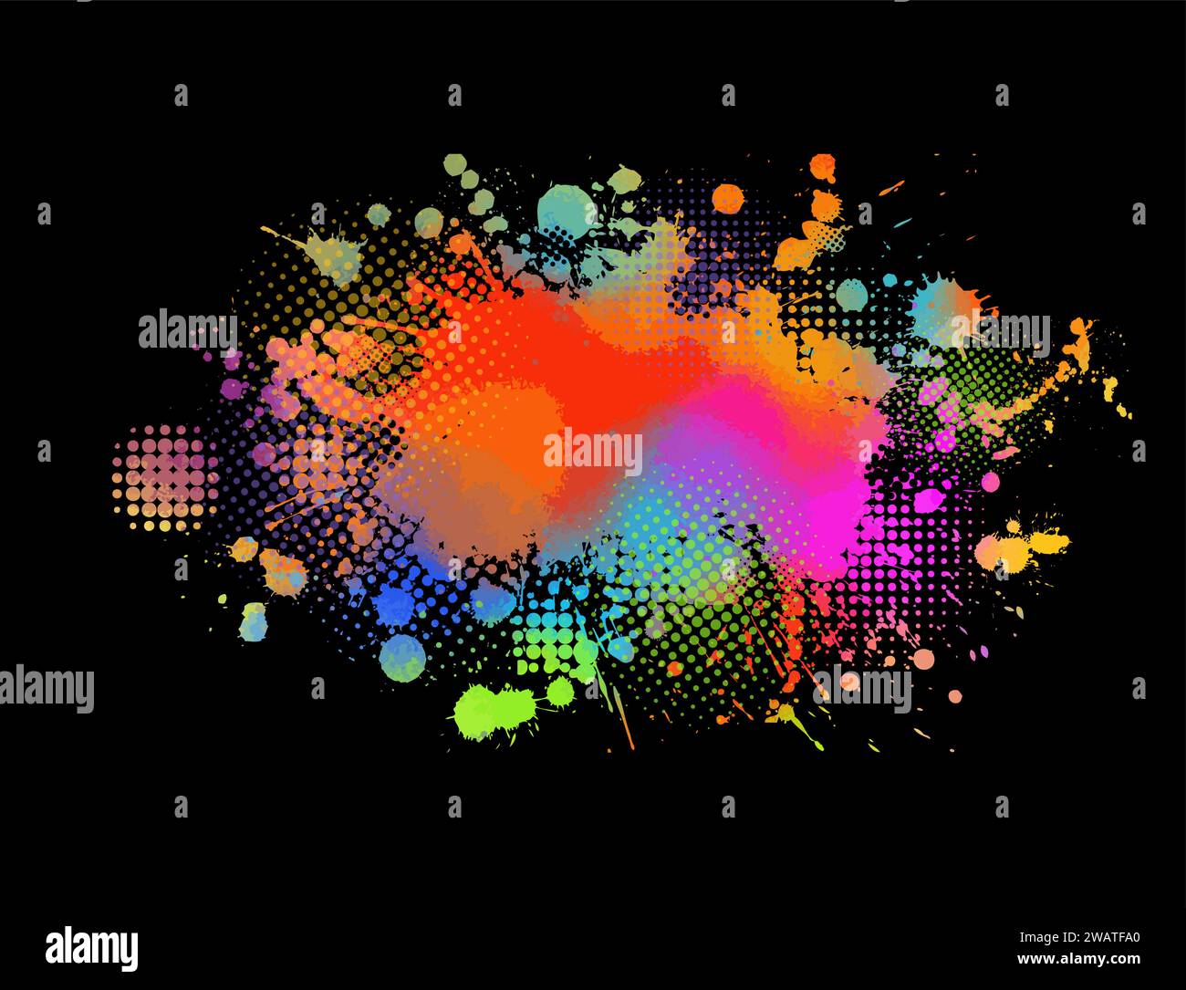 Colored blot object on a black background. hand drawing. Not AI, Vector ...