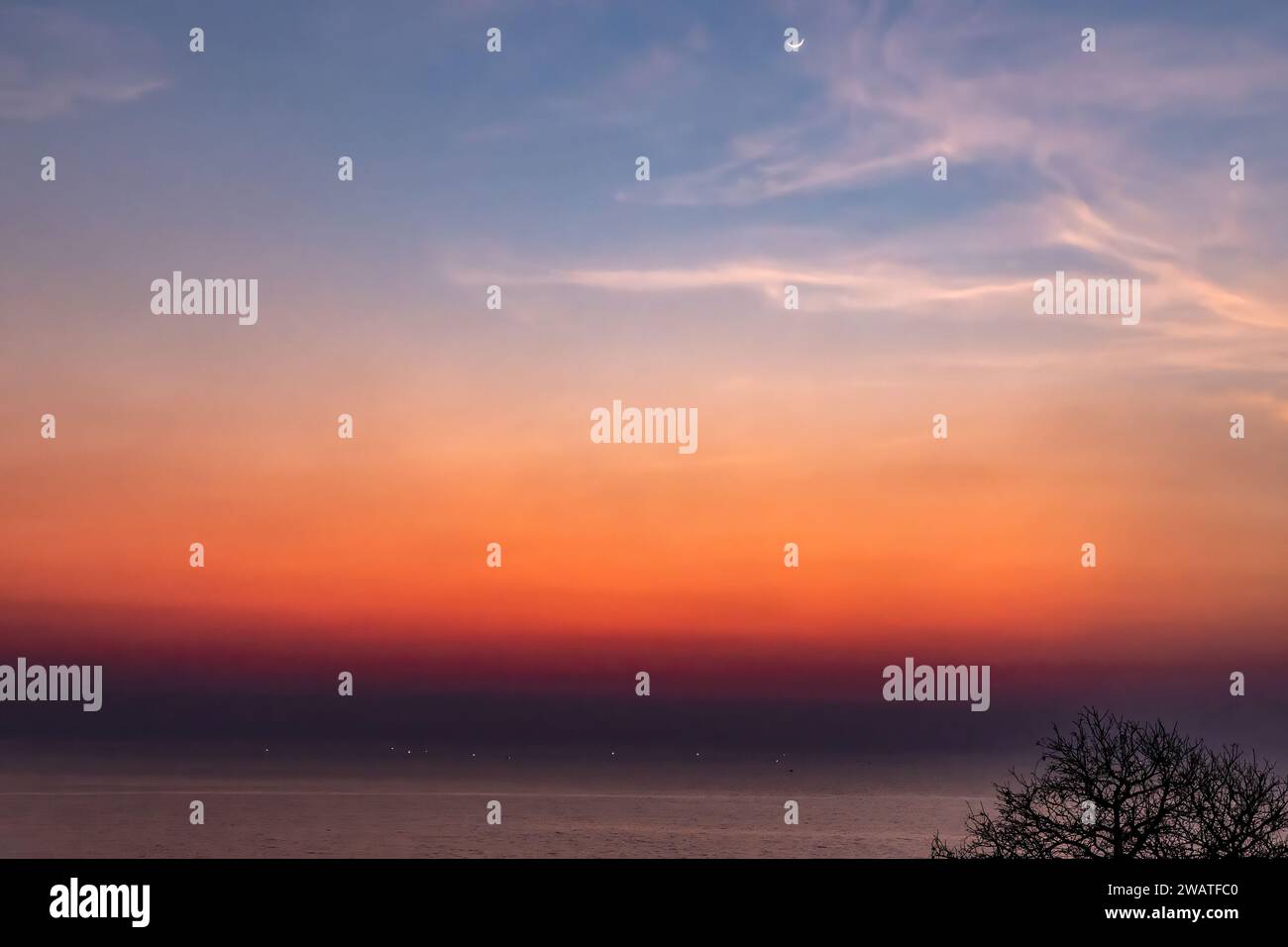 Fishermen using lights to attract fish, Dusk, Lake Malawi, Malawi Stock ...