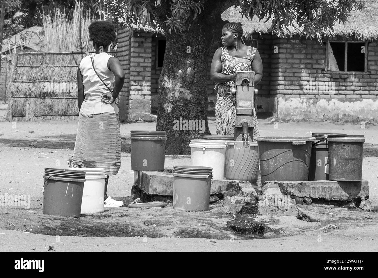 Water, suction hand pump, Kasankha village, Mangochi, Lake Malawi ...