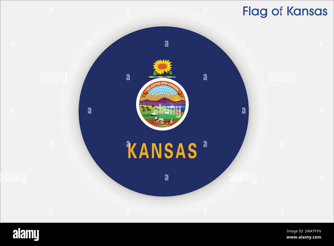 High detailed flag of Kansas. Kansas state flag, National Kansas flag ...