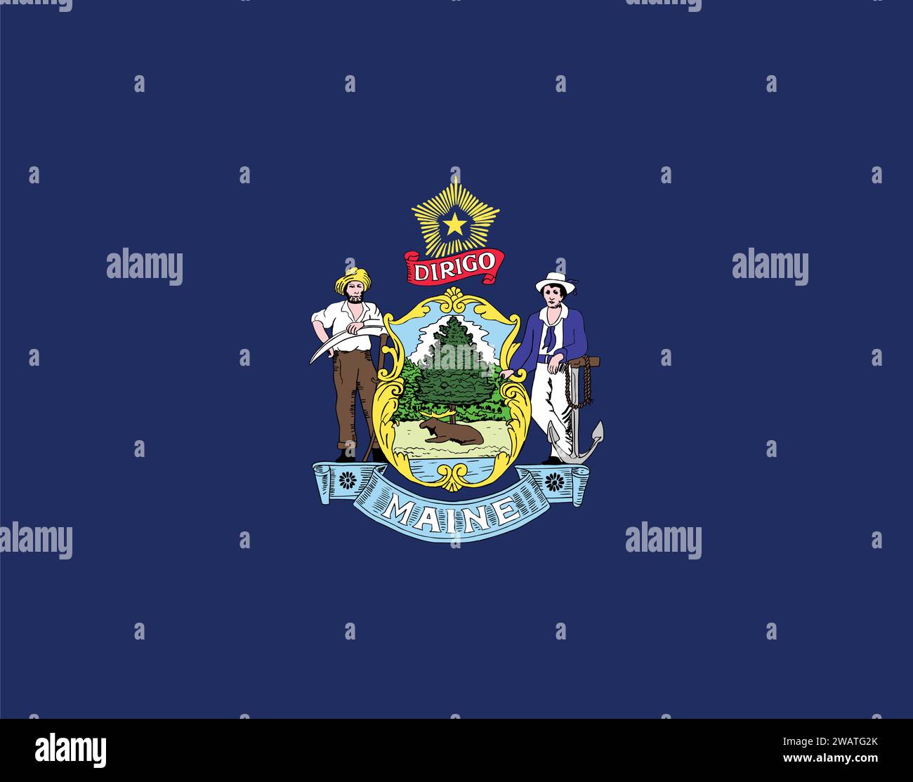 High detailed flag of Maine. Maine state flag, National Maine flag ...