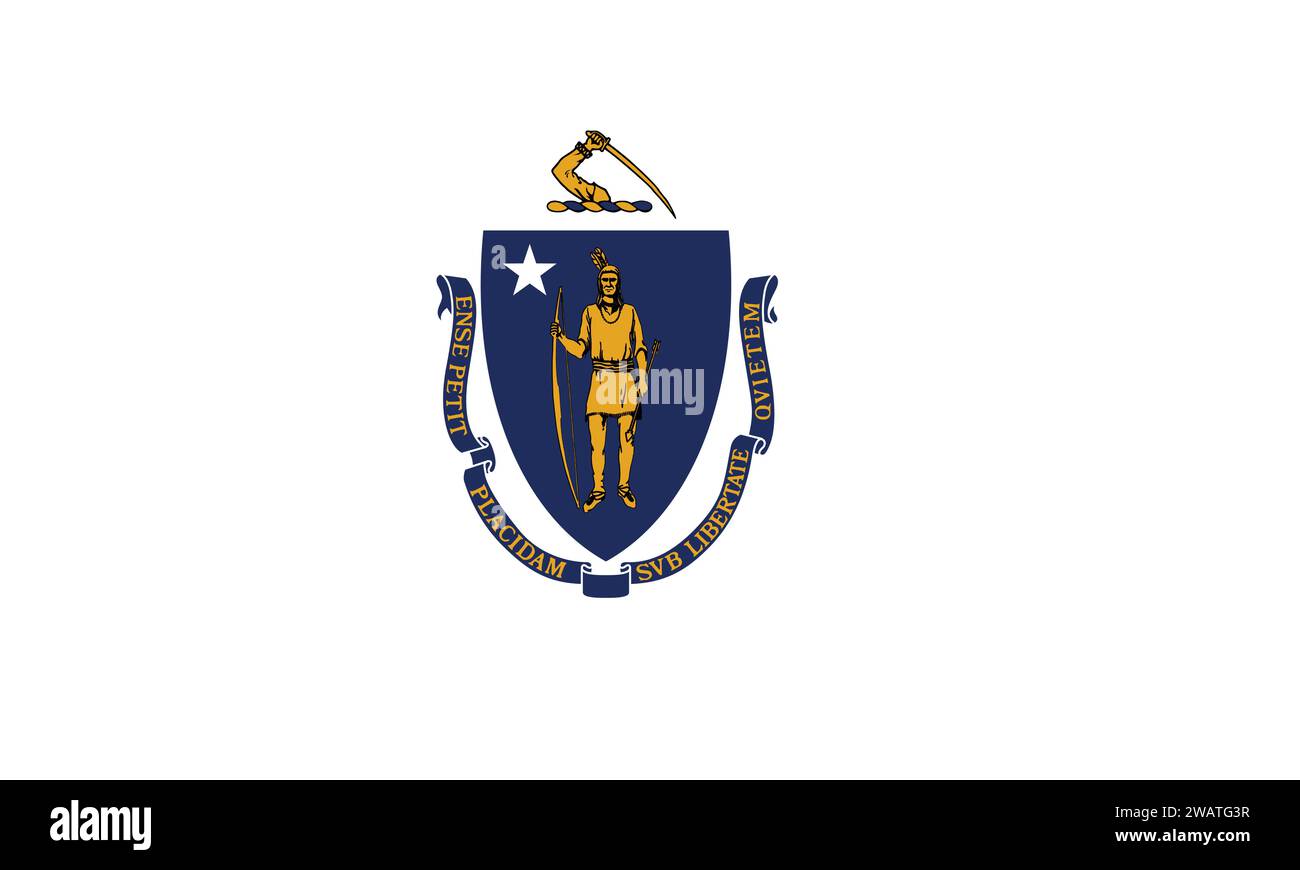 High detailed flag of Massachusetts. Massachusetts state flag, National ...