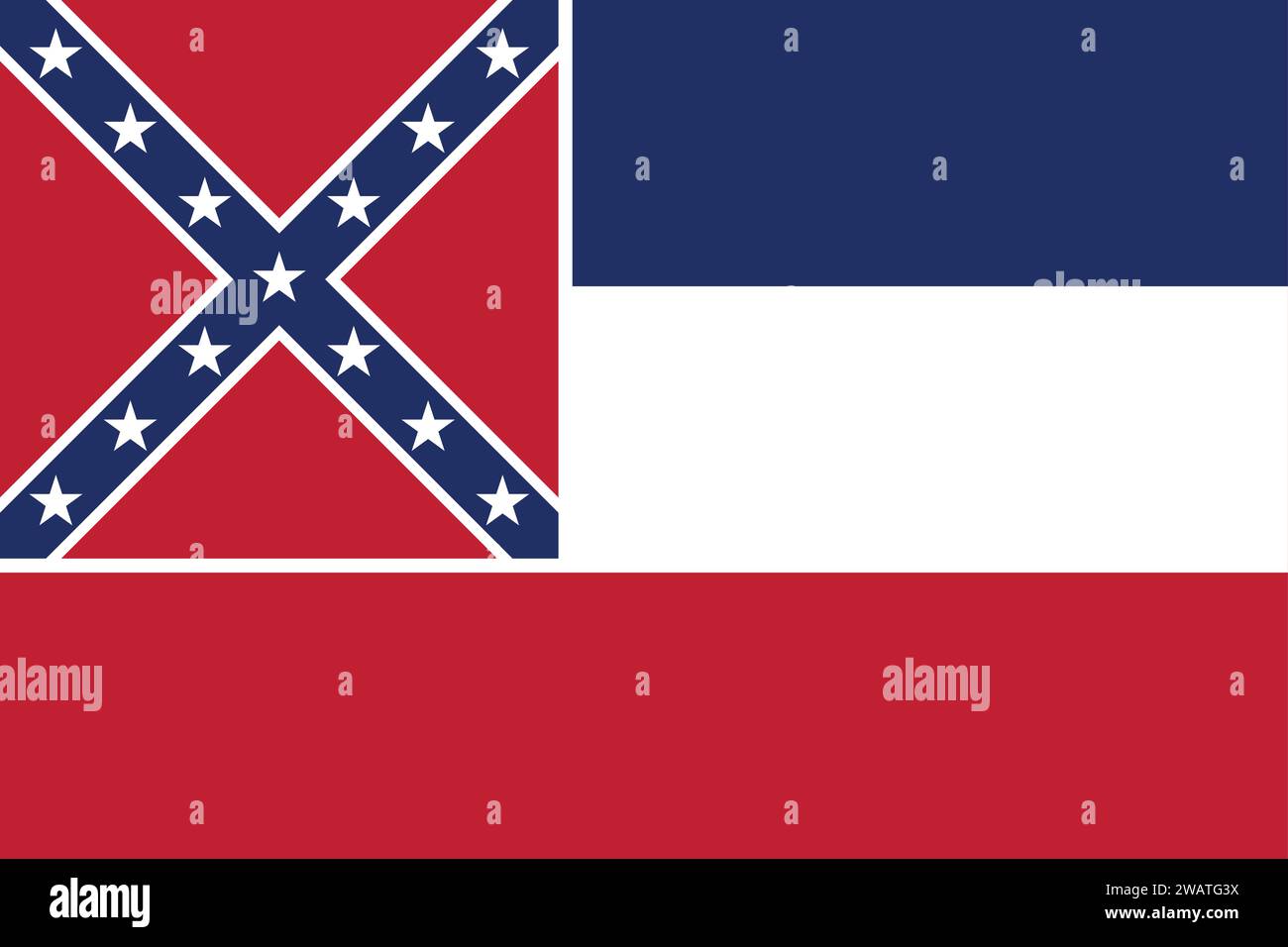 High detailed flag of Mississippi. Mississippi state flag, National ...