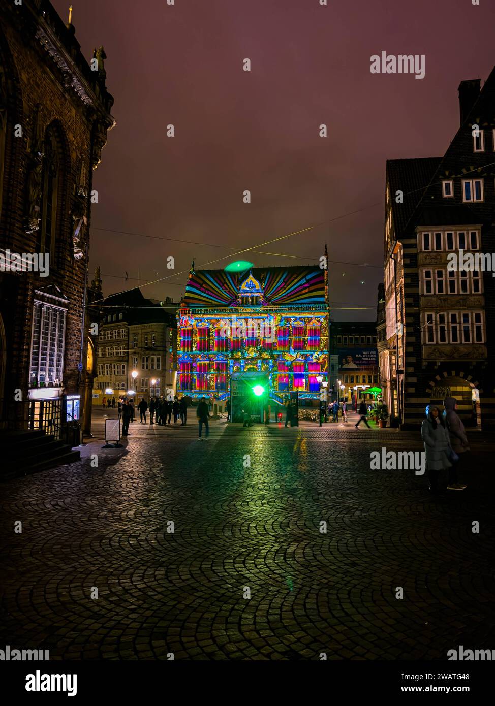 Lichter der Citiy, Bremen, Illumination 06.01.2024, Schütting, Rathaus ...