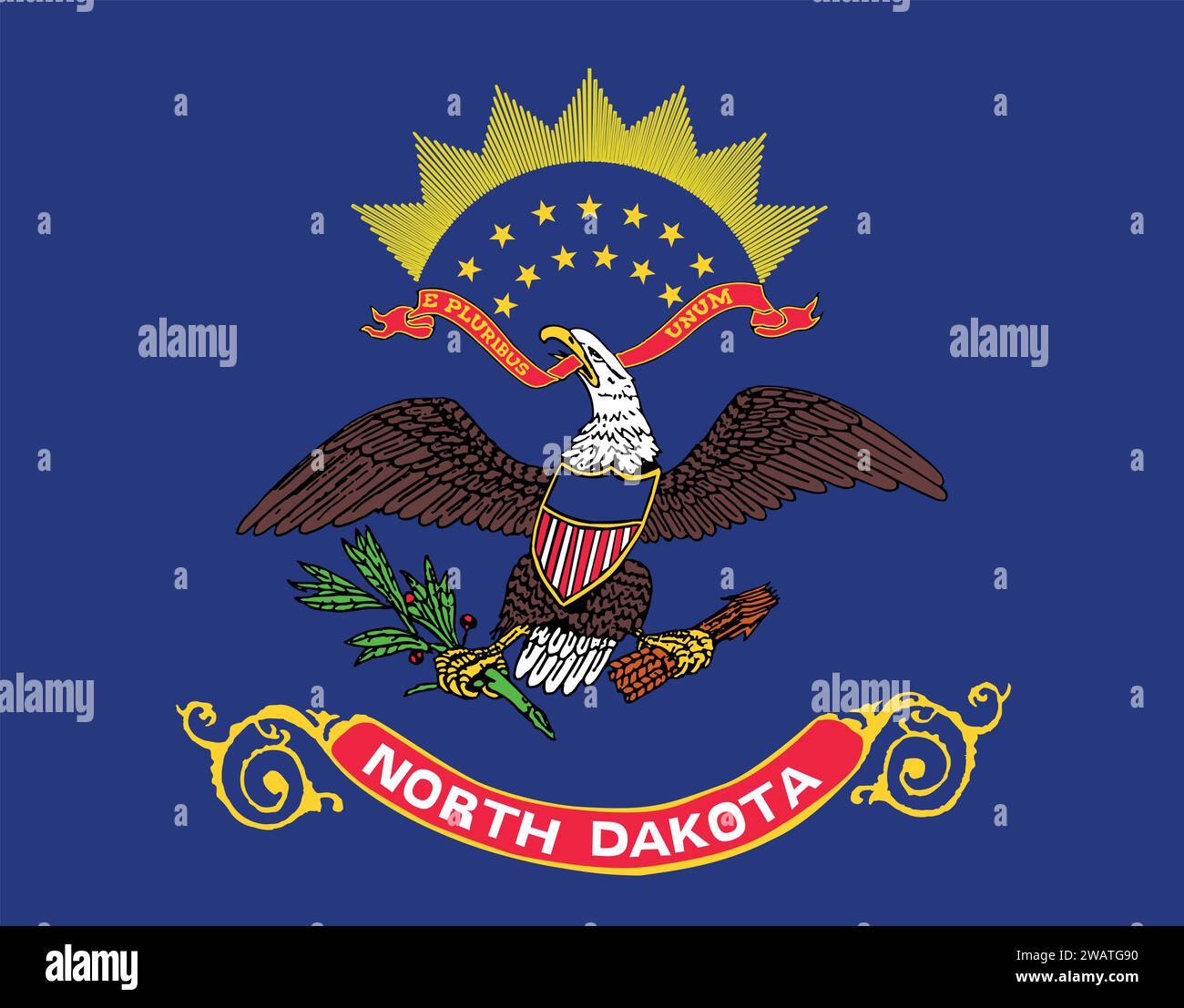 High detailed flag of North Dakota. North Dakota state flag, National ...
