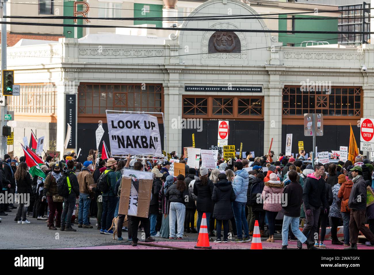 Seattle, USA. 6th Jan 2024. Pro Palestine Protesters gather at the ...