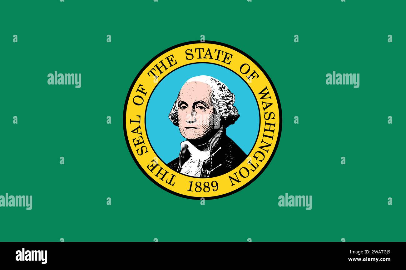 High detailed flag of Washington. Washington state flag, National ...